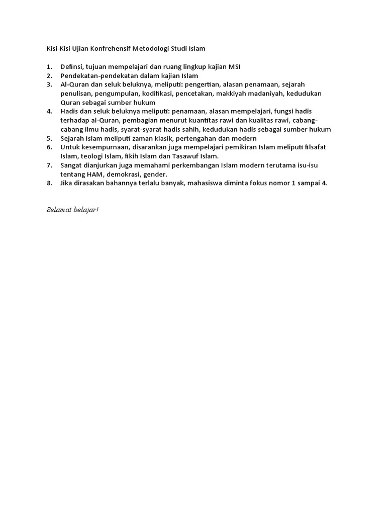 Kisi-Kisi Ujian Konprehensif MSI | PDF