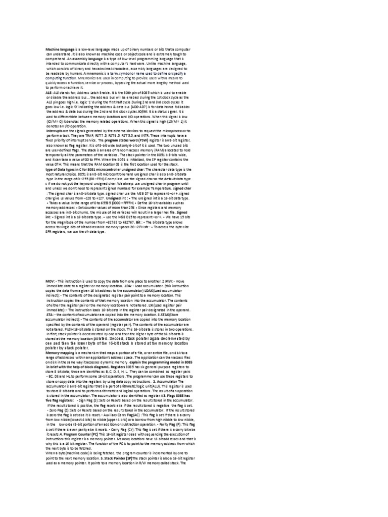 Machine Language Is A Low Pdf Embedded System Central Processing Unit 