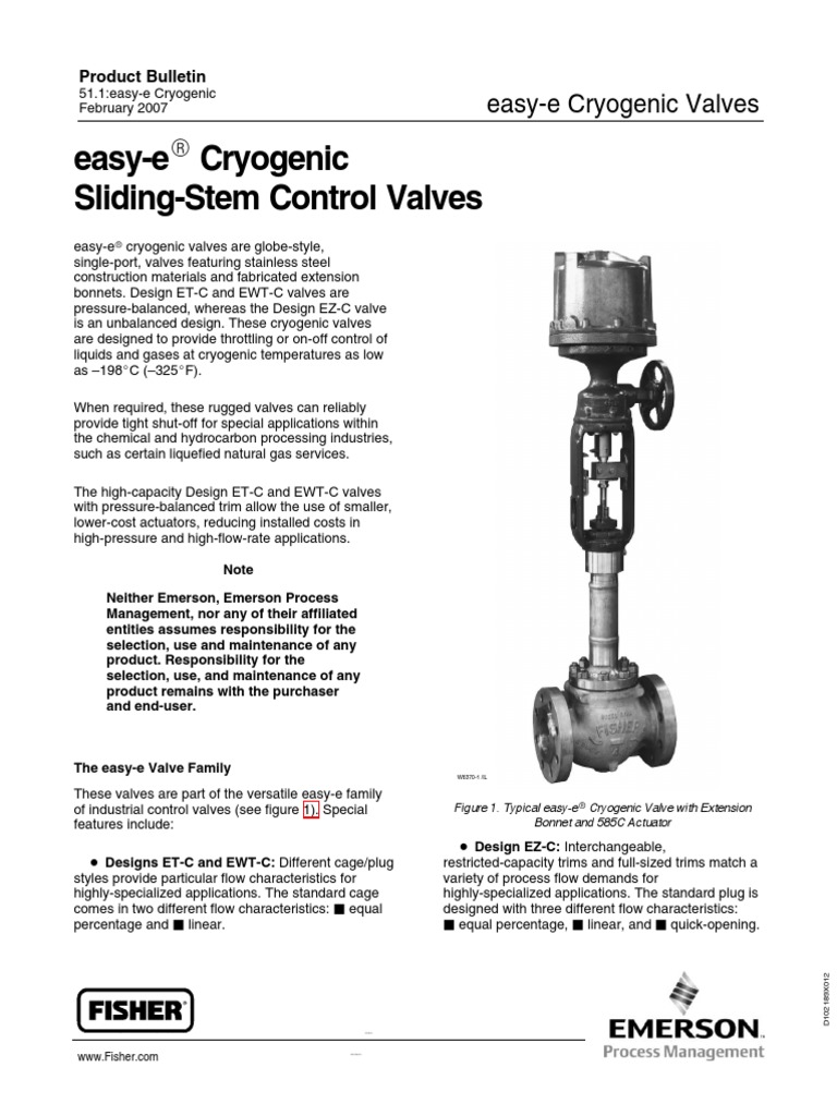 Easy-E Cryogenic Sliding-Stem Control Valves | PDF | Valve | Applied ...