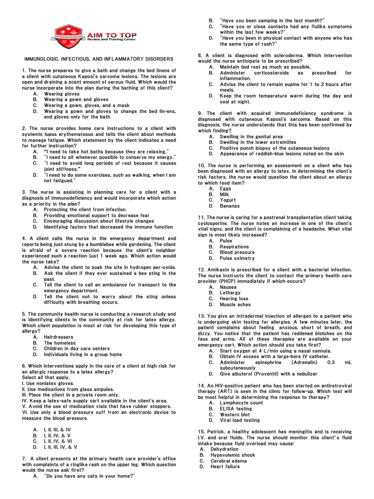 Immunologic Infectious and Inflammatory Disorders | PDF | Hospital ...