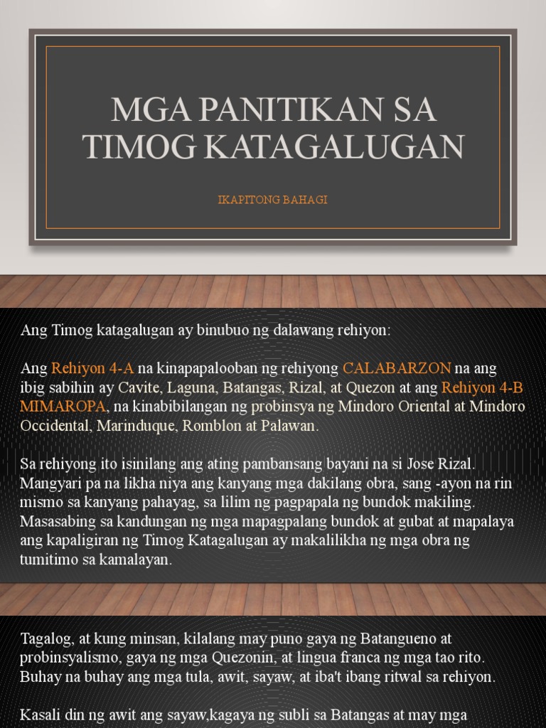 Final - Lit101 Mga Panitikan Sa Timog Katagalugan F | PDF