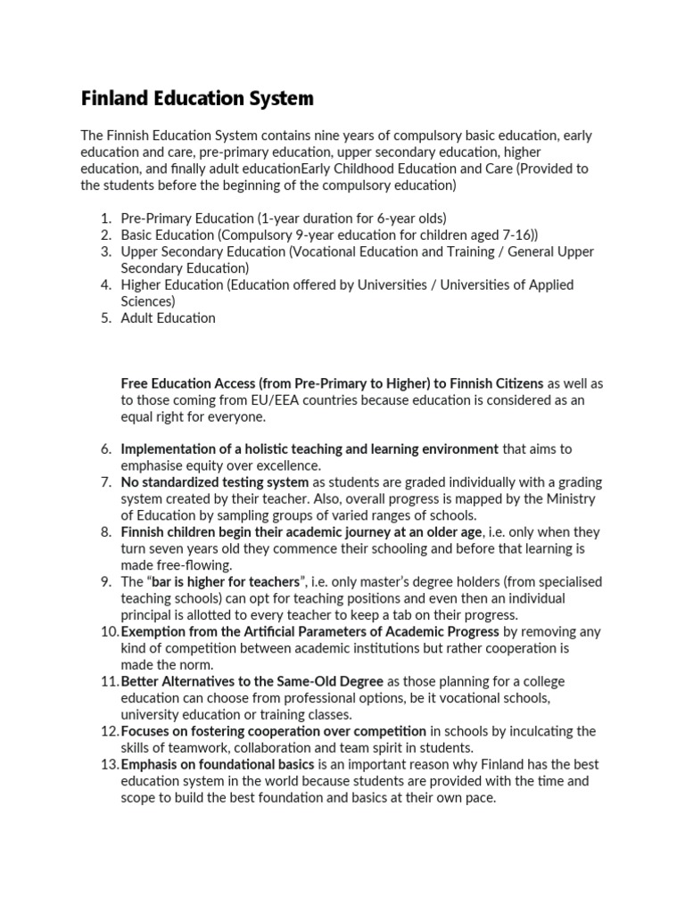 Finland Education System | PDF | Cost Of Living | Schools