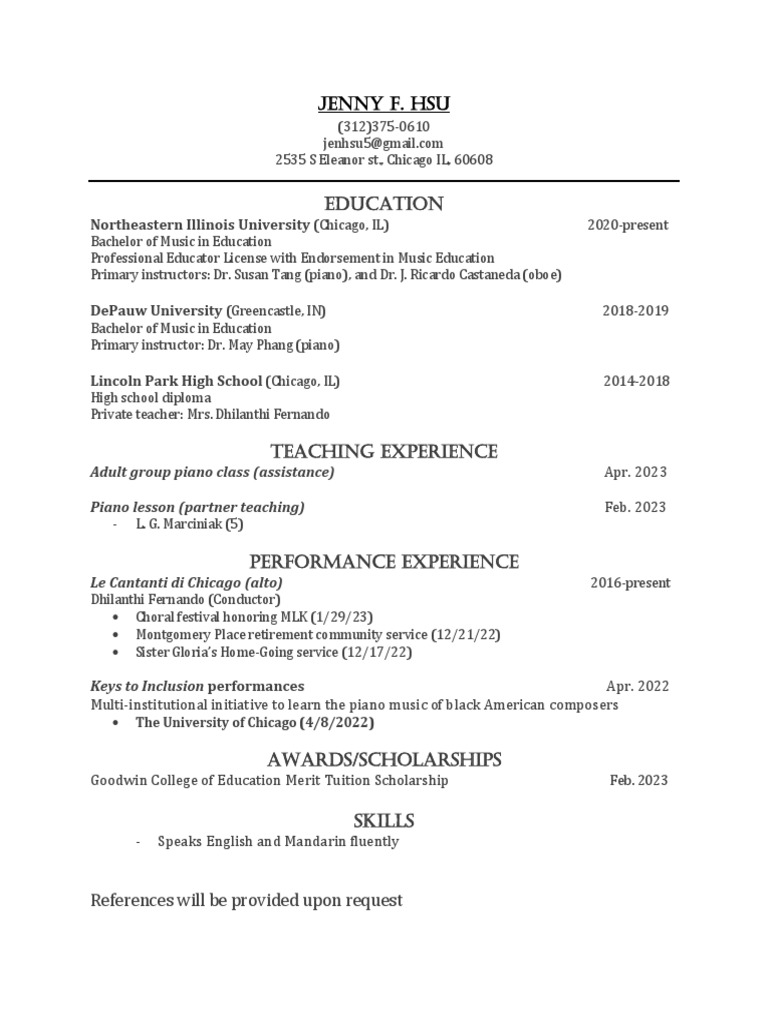 Hsu - Resume | PDF
