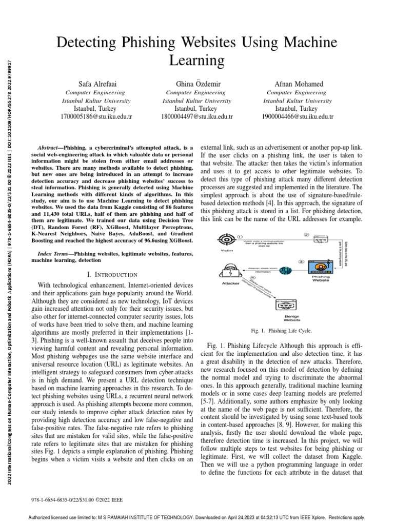 Detecting Phishing Websites Using Machine Learning | PDF | Support ...
