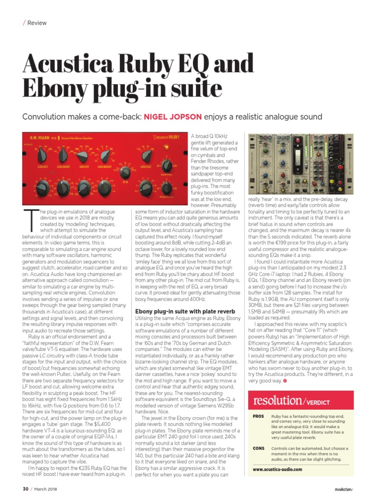 Acustica Ruby Ebony | PDF | Equalization (Audio) | Electronics