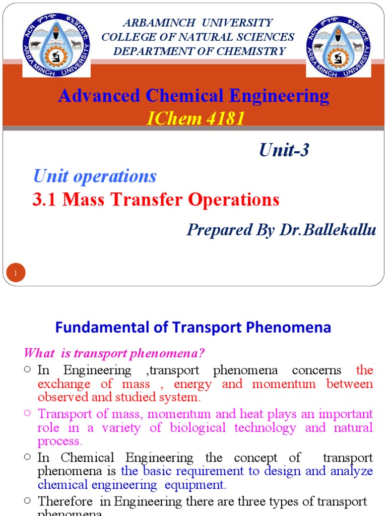 Overview of Mass Transfer Operations | PDF | Diffusion | Transport Phenomena