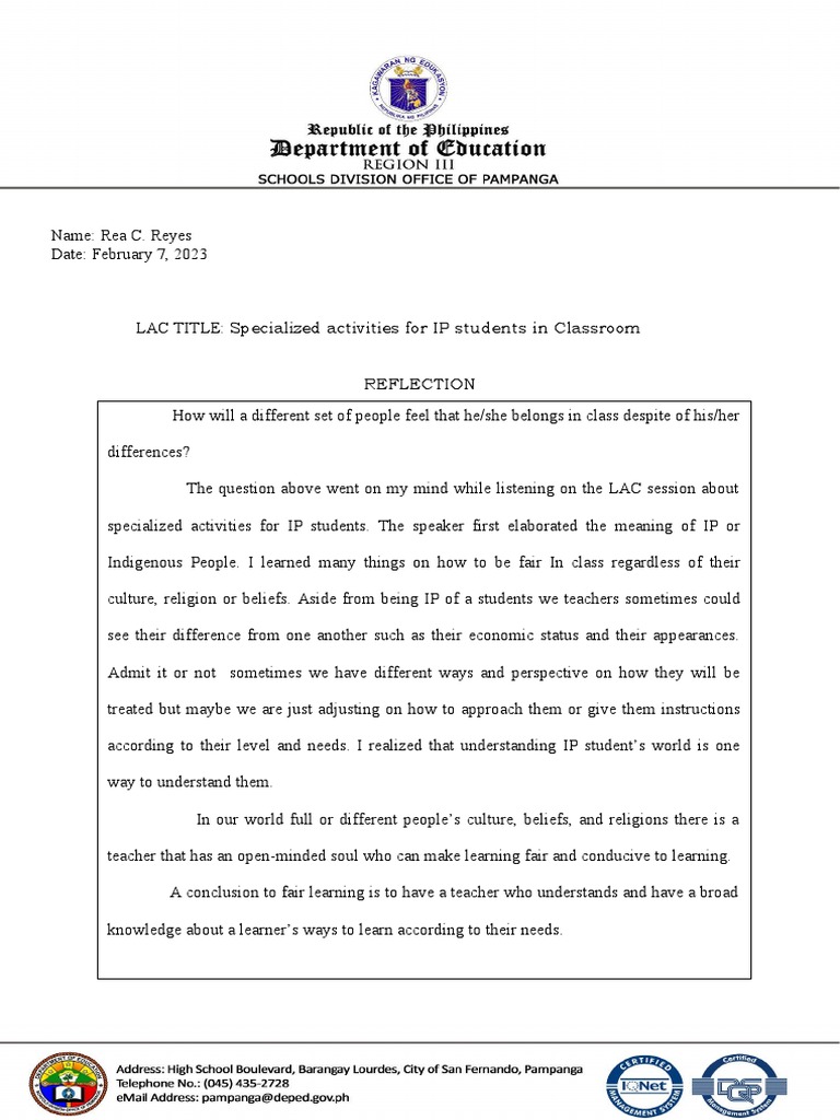 LAC Reflection 2022 | PDF | Educational Technology | Learning