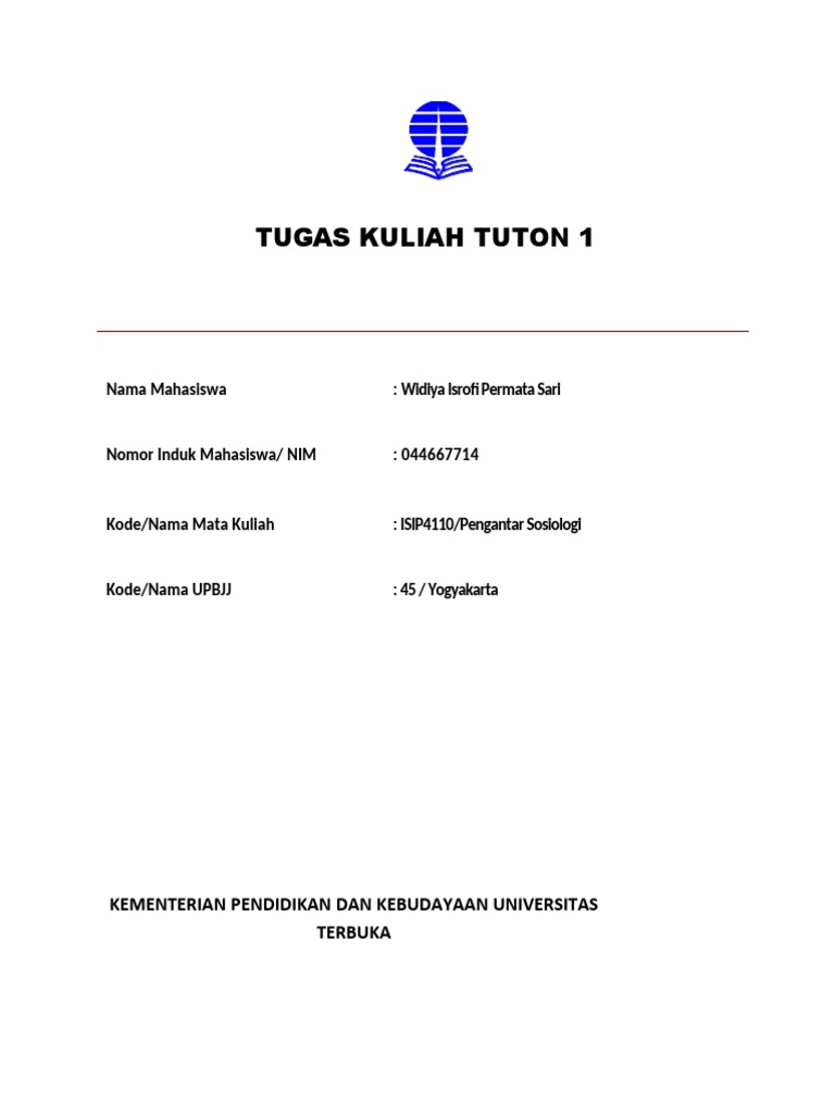 Tugas Tuton 2 Pengantar Sosiologi | PDF | Ilmu Sosial | Sains & Matematika