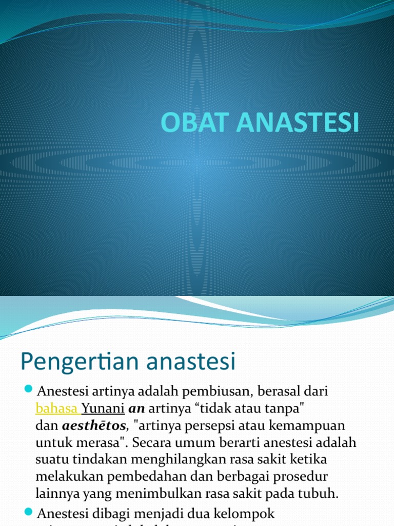 MENGENAL OBAT ANASTESI | PDF