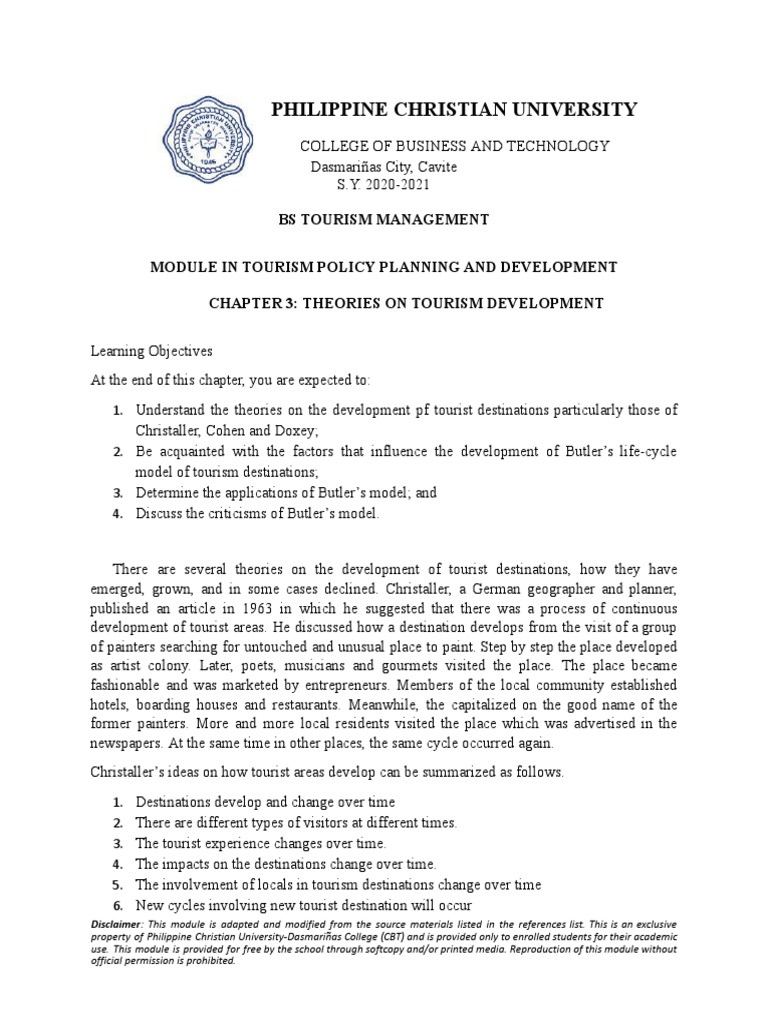 TPAD Module 3.docx 1 PDF | PDF | Tourism