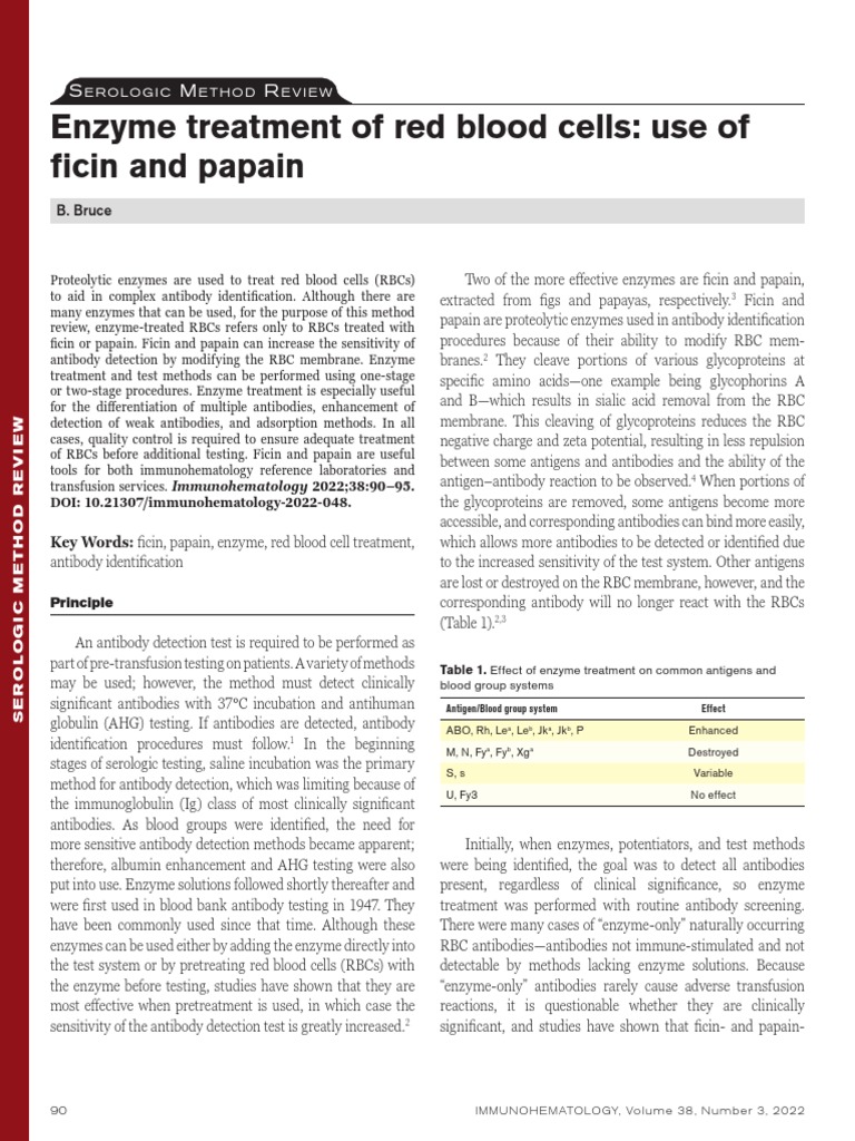 Enzyme Treatment of RBCs for Antibody Detection | PDF | Antibody | Blood Type