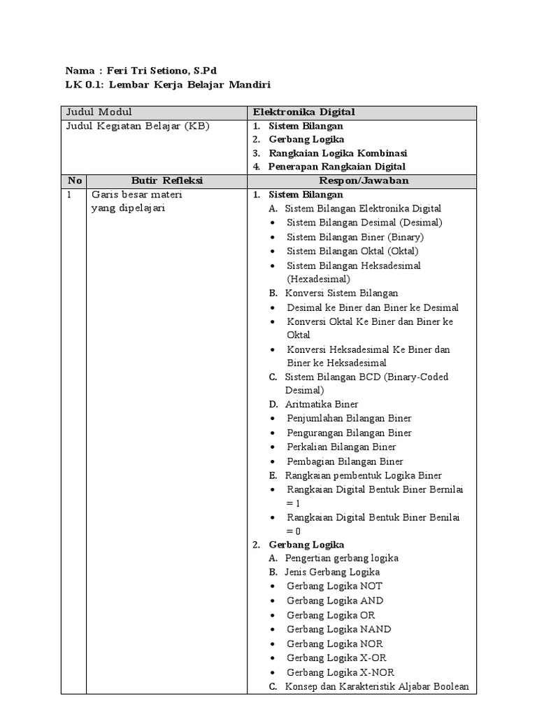 LK.01 Modul Elektronika Digital | PDF