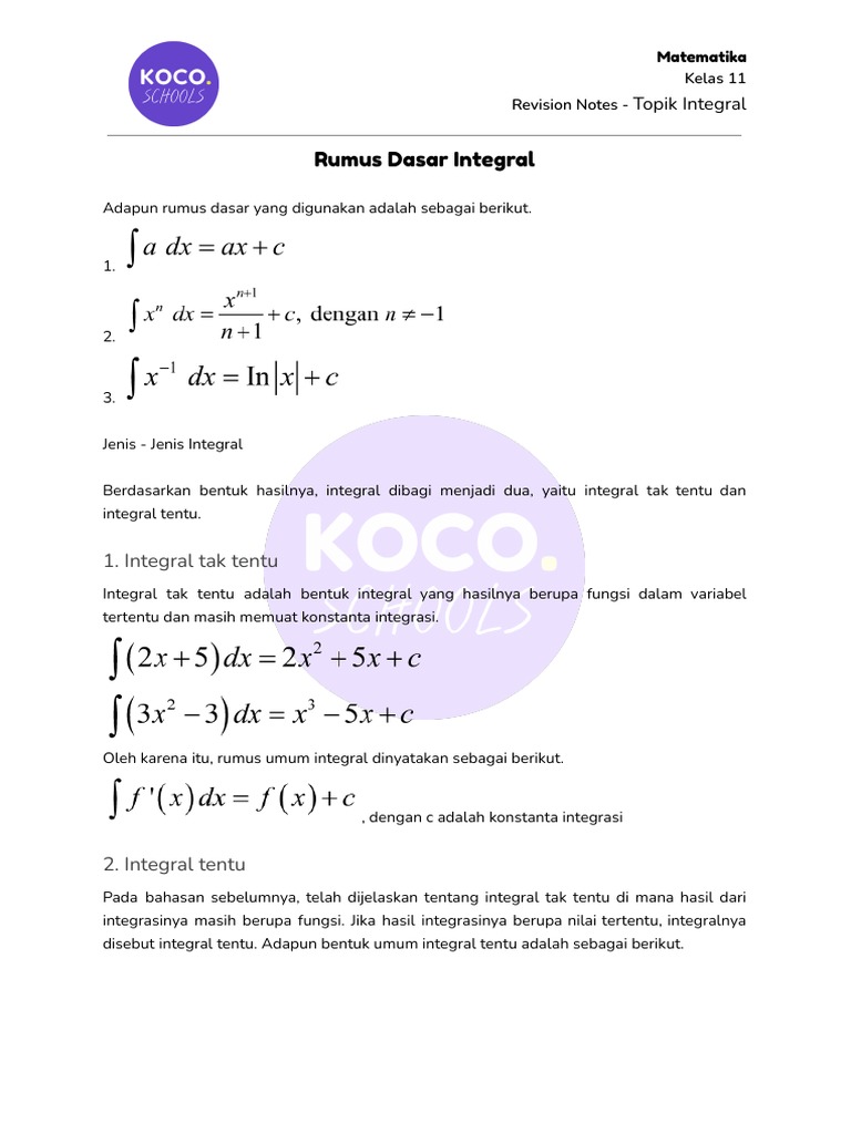Mengerti Integral Dasar dan Jenis-Jenis Integral | PDF