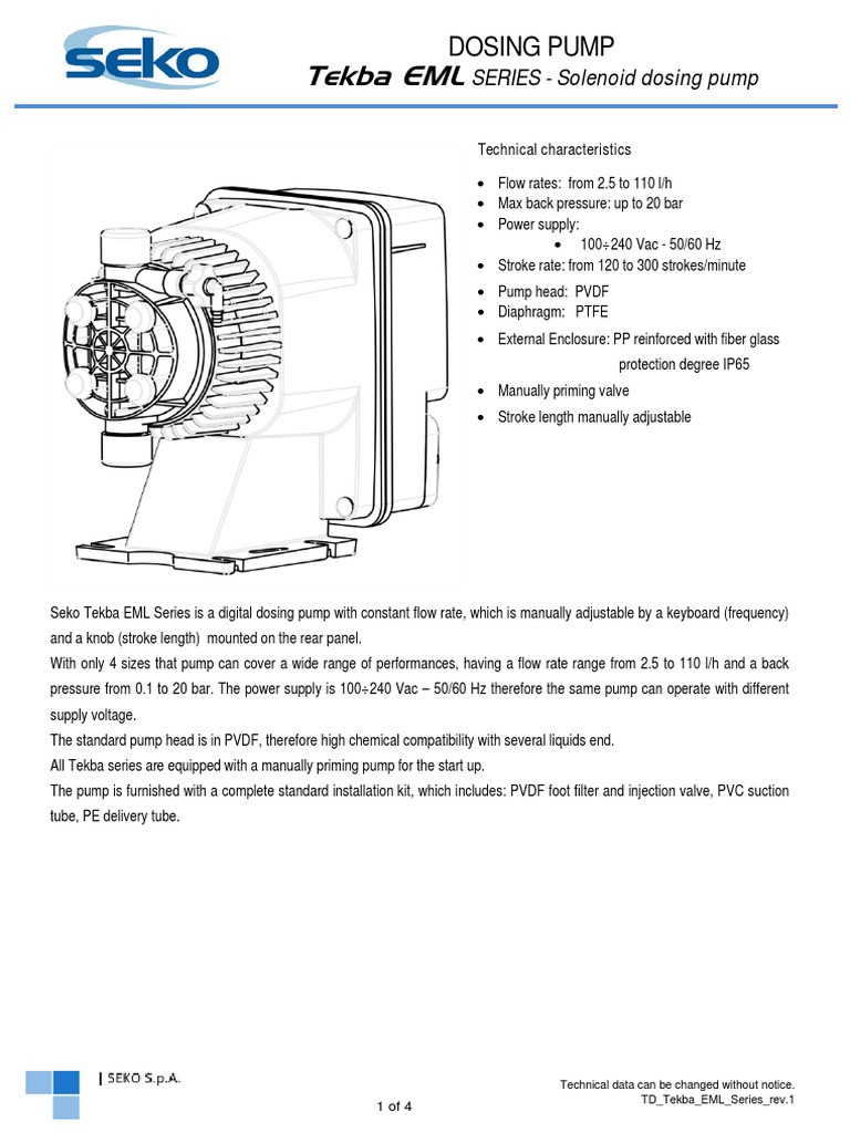 Tekba Dosing Pump | PDF | Pump | Valve