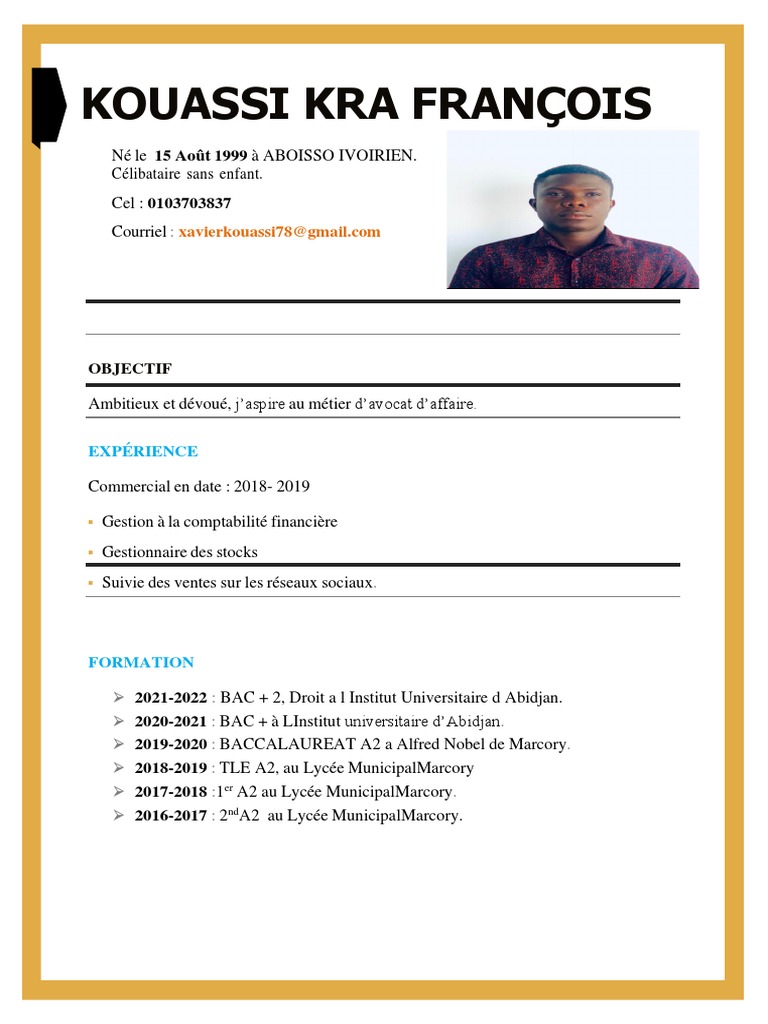 CV de Kouassi Kra Francois Xavier PDF | PDF