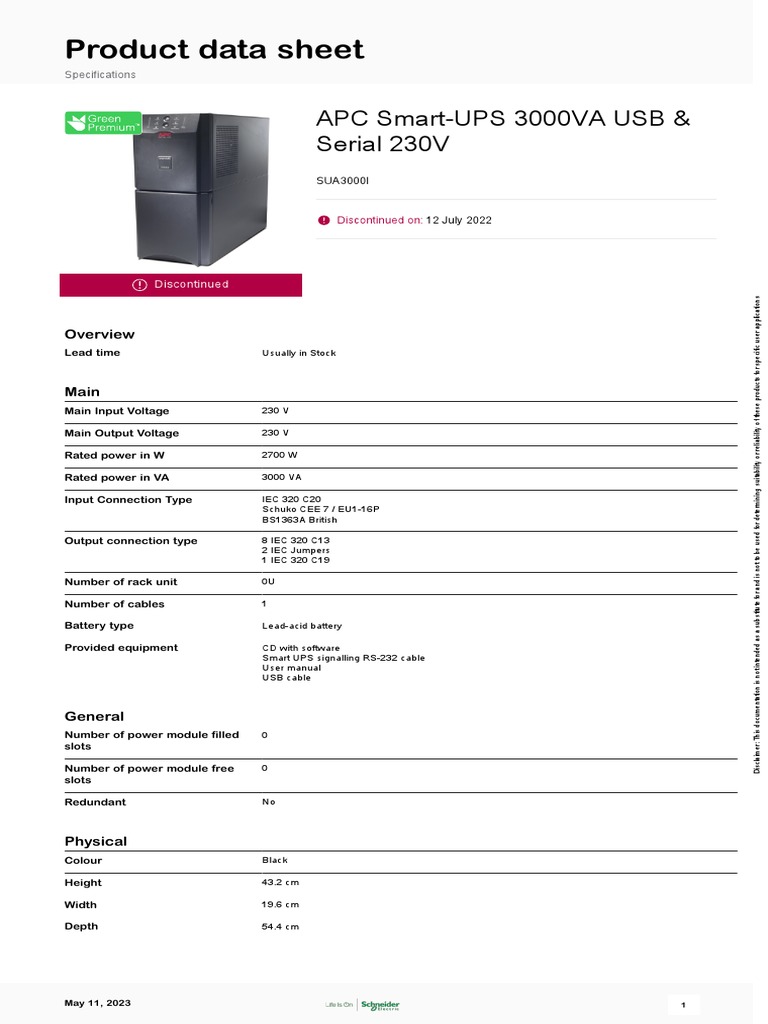 Smart-UPS SUA3000I | PDF