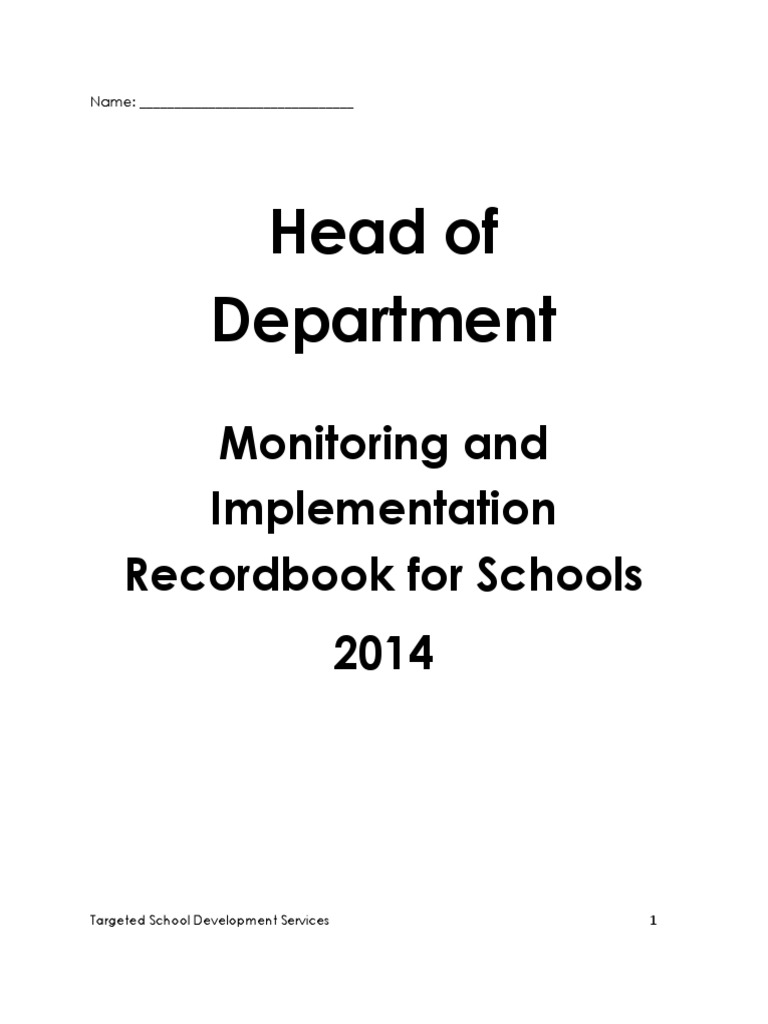 Generic HOD Recordbook | PDF | Educational Assessment | Teachers