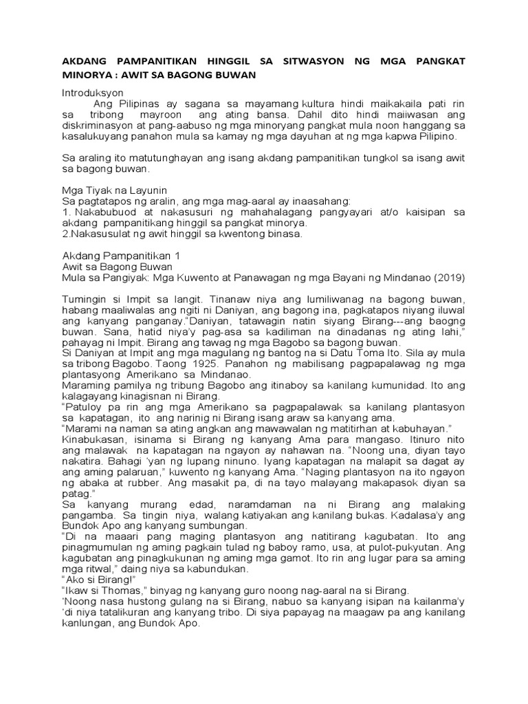 Gawain para Sa Panitikan Hinggil Sa Pangkat Minorya | PDF