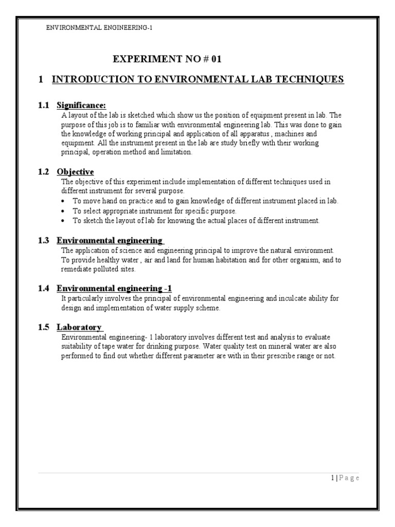 An Introduction to the Instruments and Techniques Used in an Environmental Engineering ...