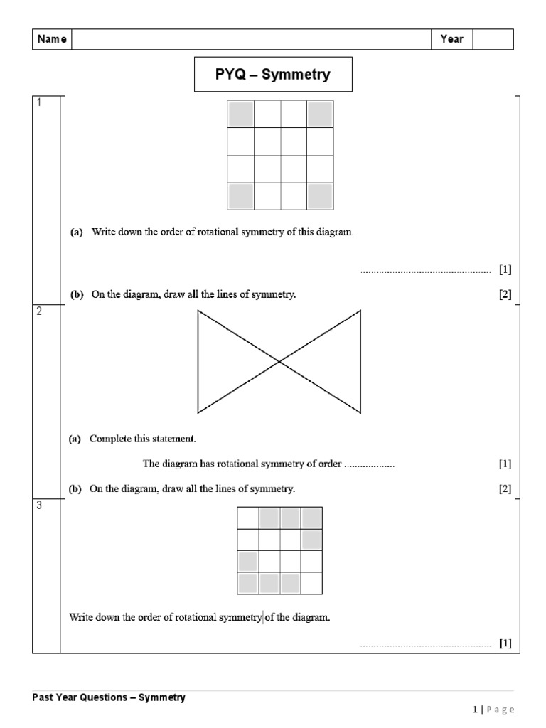 Past Year Paper - Symmetry | PDF