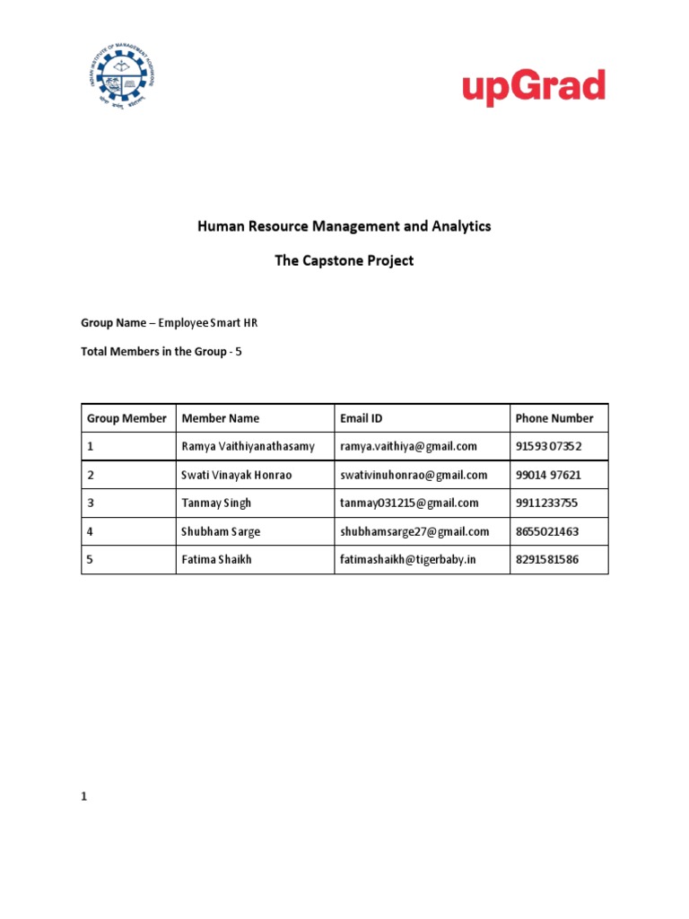 IIMK HRMA - Capstone Project Report PDF | PDF | Job Satisfaction ...