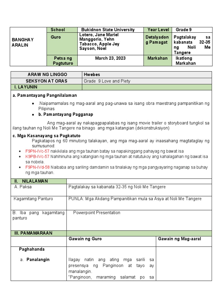 Noli Me Tangere Aralin 6 | PDF