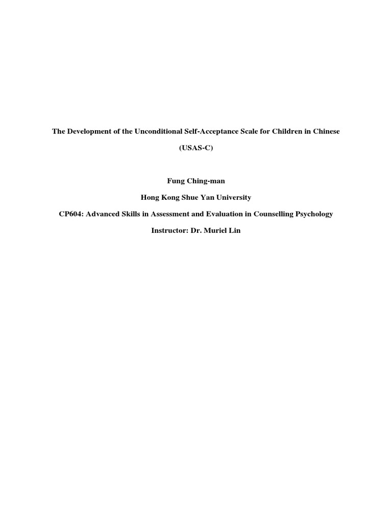 Self Acceptance Scale - V3 | PDF | Self Esteem | Rational Emotive ...