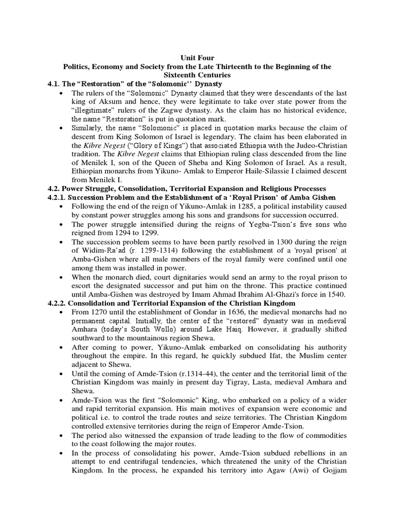 Amba Gishen and the Solomonic Dynasty | PDF