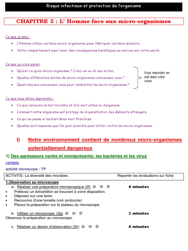 CHAPITRE 5 - L Homme Face Aux Micro-Organismes | PDF | Infection ...