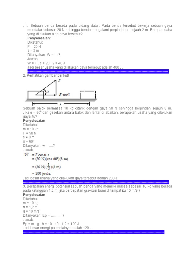 Soal Usaha Dan Energi | PDF | Sains & Matematika