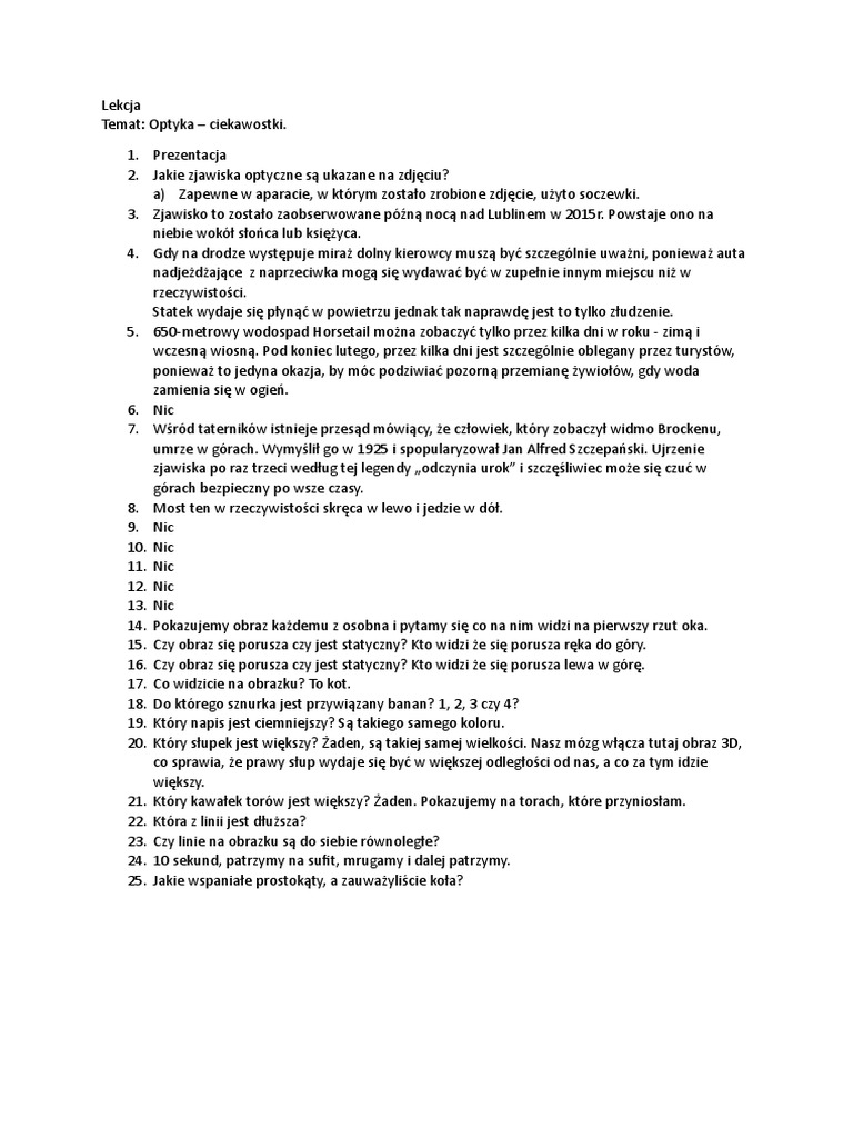 Optyka - Ciekawostki | PDF