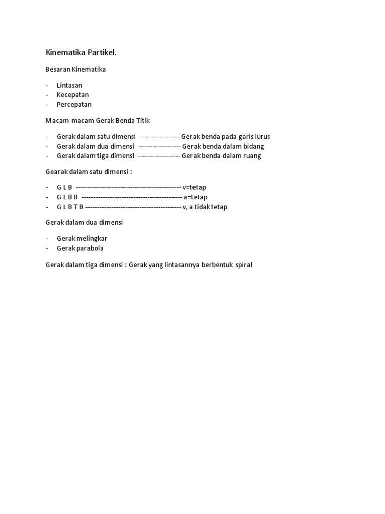 Kinematika Gerak Partikel Fisika Dasar 1 Teknik Mesin | PDF