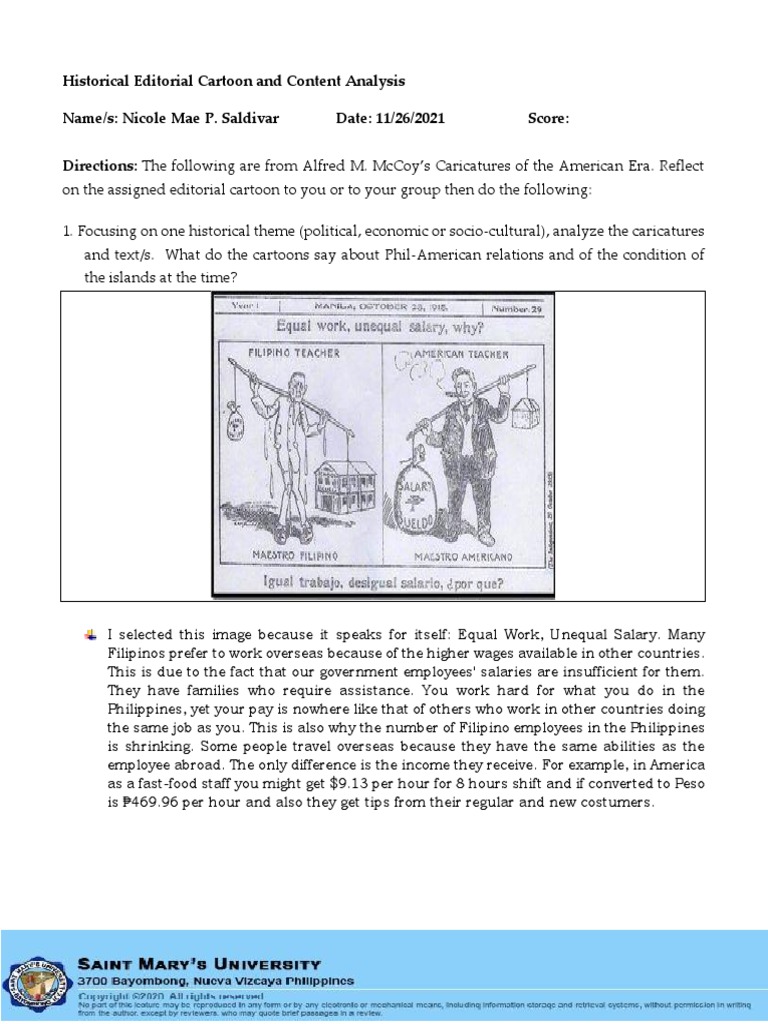 Editorial Cartoon Analysis - Saldivar, Nicole P. | PDF | Equal Pay For ...