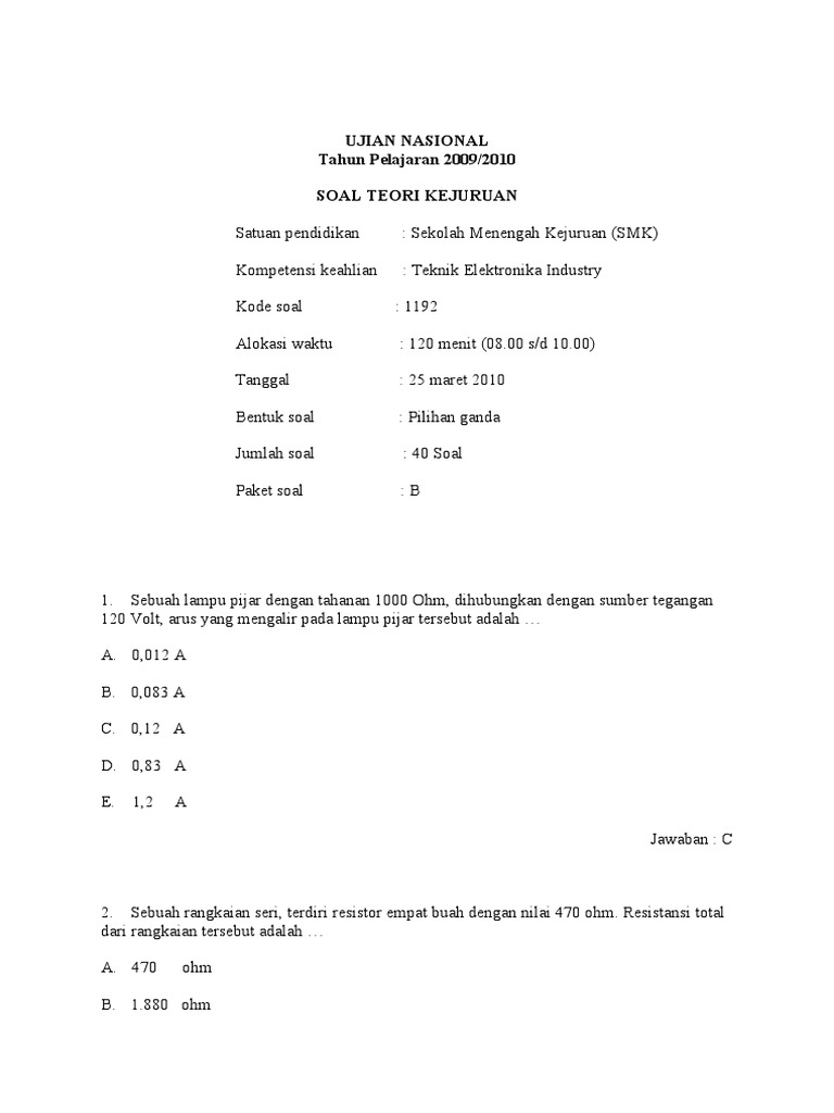 Ujian Nasional 2010 | PDF | Komputer | Teknologi & Rekayasa