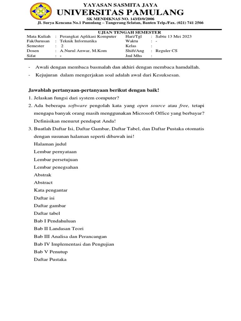 Uts Pak Unpam 2023 | PDF