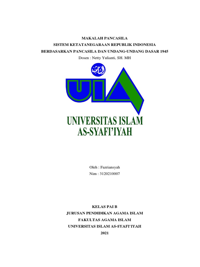 Sistem Ketatanegaraan Republik Indonesia Berdasarkan Pancasila Dan Uud 1945 Pdf 