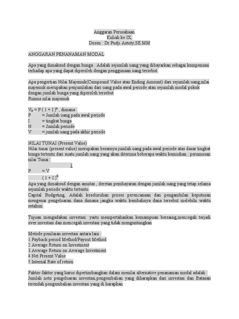 ANGARAN PERUSAHAAN ke 9 baru | PDF