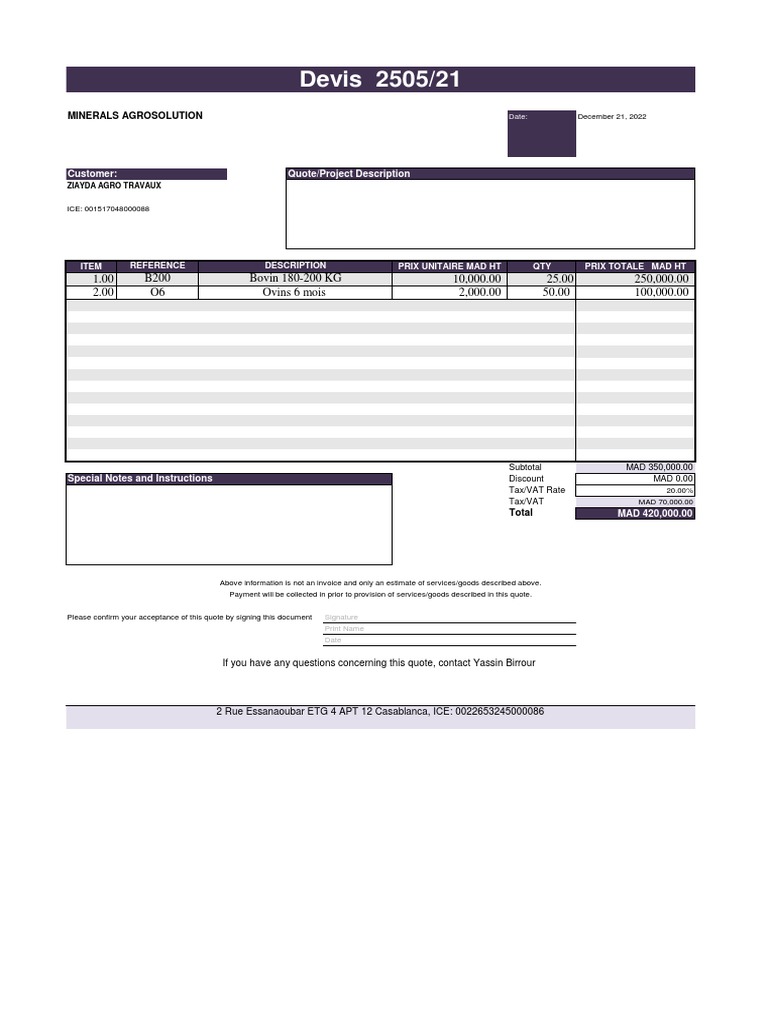 Devis ZAT PDF | PDF | Government Finances | Business