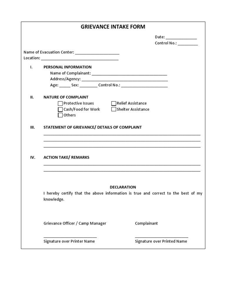 EC Grievance Intake Form | PDF