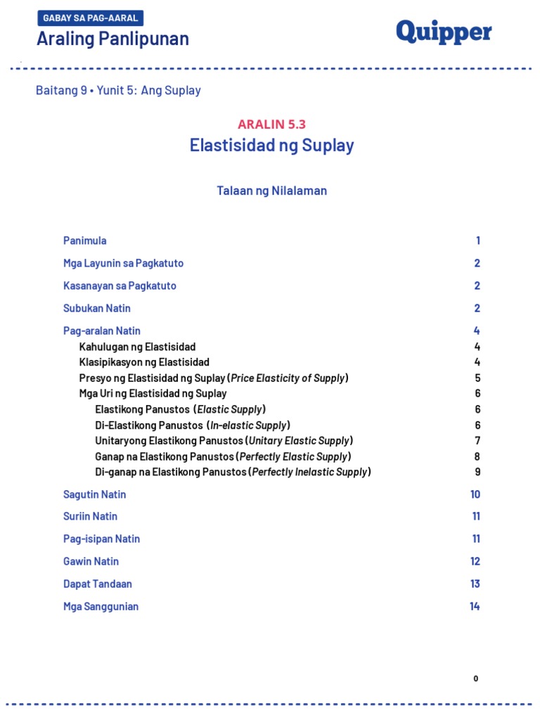 Grade-9 Ekonomiks Yunit-5 Aralin-5.3 | PDF