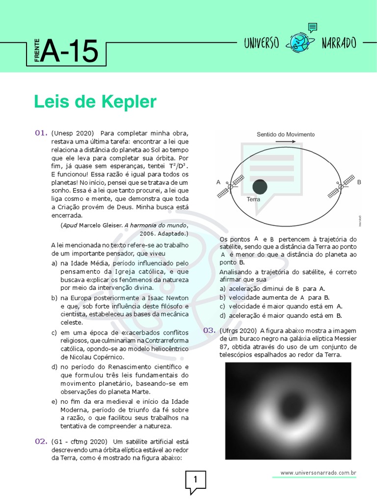 LF A15 ExercÃcios | PDF | Órbita | Planetas