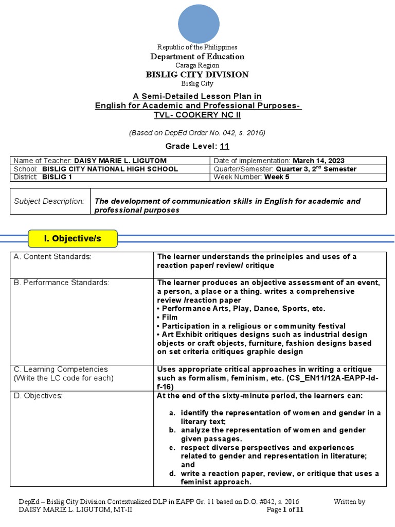 Zemi-detailed-Lesson-plan-in-EAPP-EXPLICIT-TEACHING.docx | PDF | Gender ...