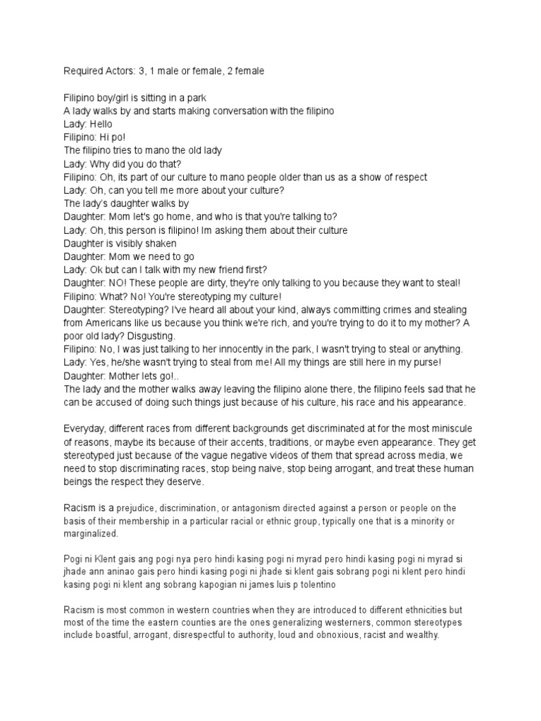 English Script | PDF | Racism | Discrimination & Race Relations