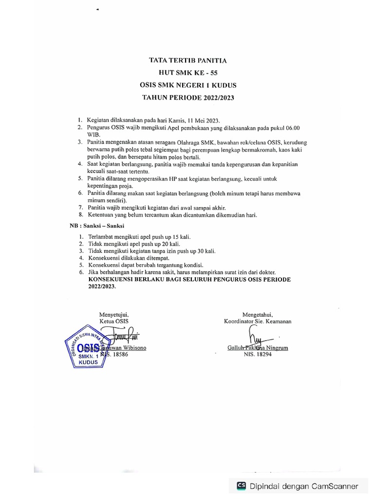 Tata Tertib Dan Jadwal Panitia | PDF