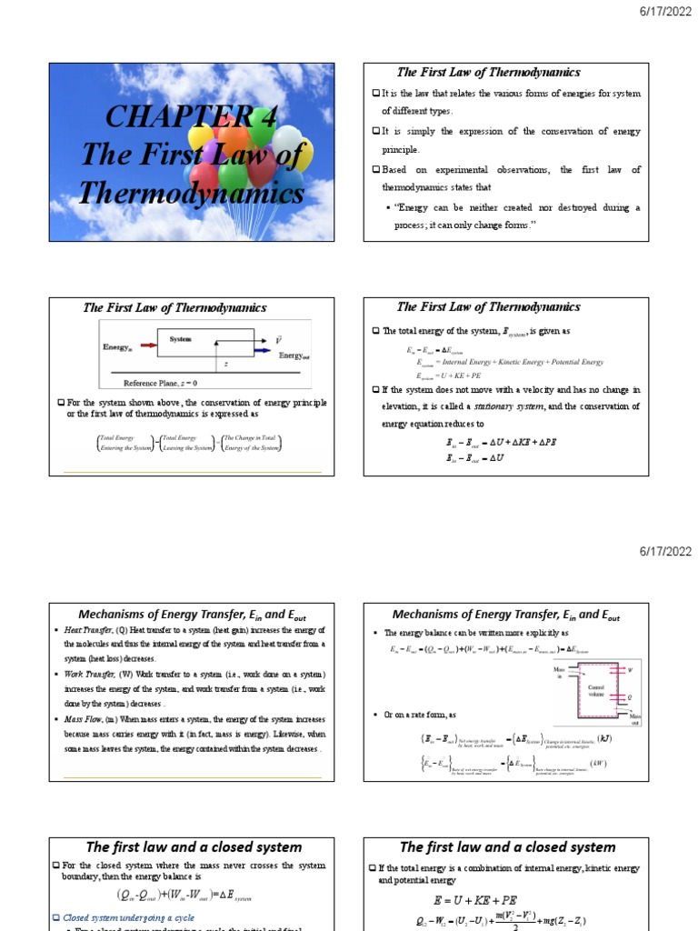CH-4 The First Law of Thermodynamics (Compatibility Mode) | PDF | Heat | Fluid Dynamics