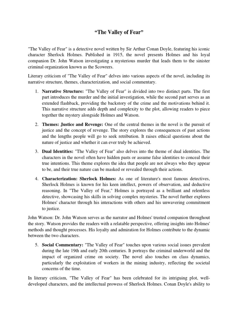 The Valley of Fear | PDF | Sherlock Holmes | Dr. Watson