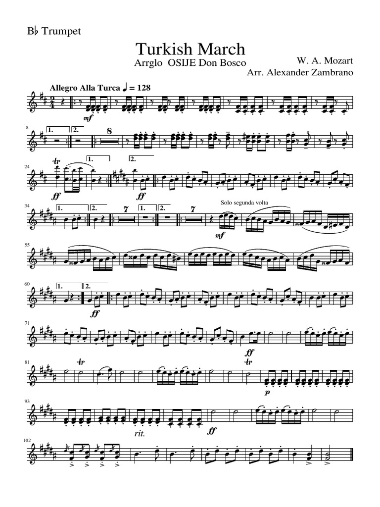 Turkish - March PARA LA ORQUESTA DON BOSCO GRADUACION-Bb - Trumpet | PDF