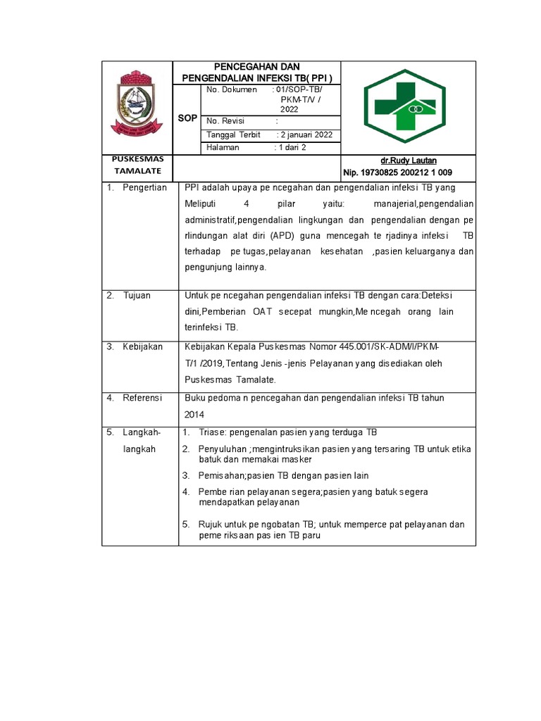 01 Pencegahan Dan Pengendalian Infeksi TB (Ppi) | PDF
