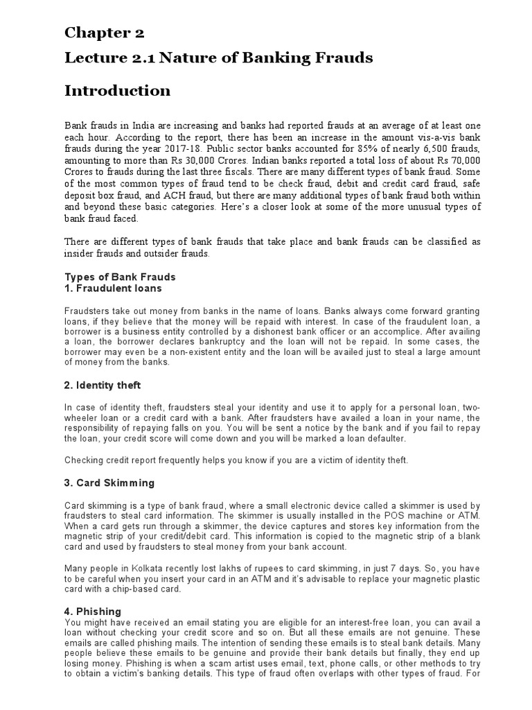 Chapter 2. L2.1 Nature of Banking Frauds | PDF | Automated Teller ...