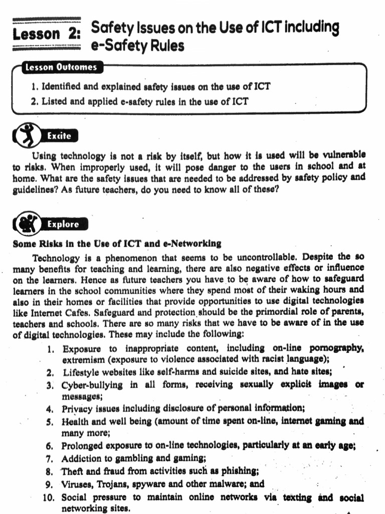 Safety Issues On The Use of ICT Including E-Safety Rules | PDF